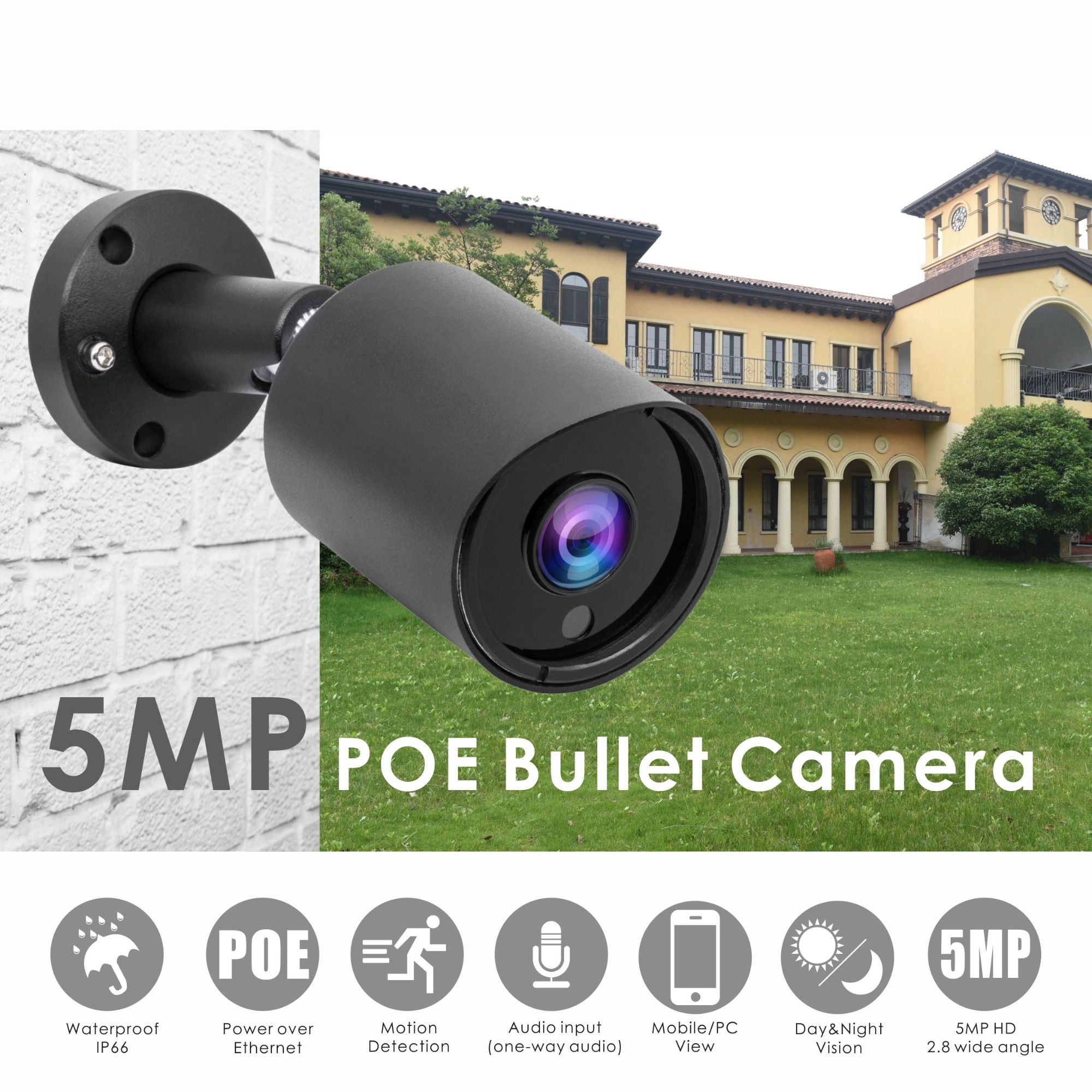 5MP IP POE Bullet with Audio Camera compatible with Hikvision NVR
