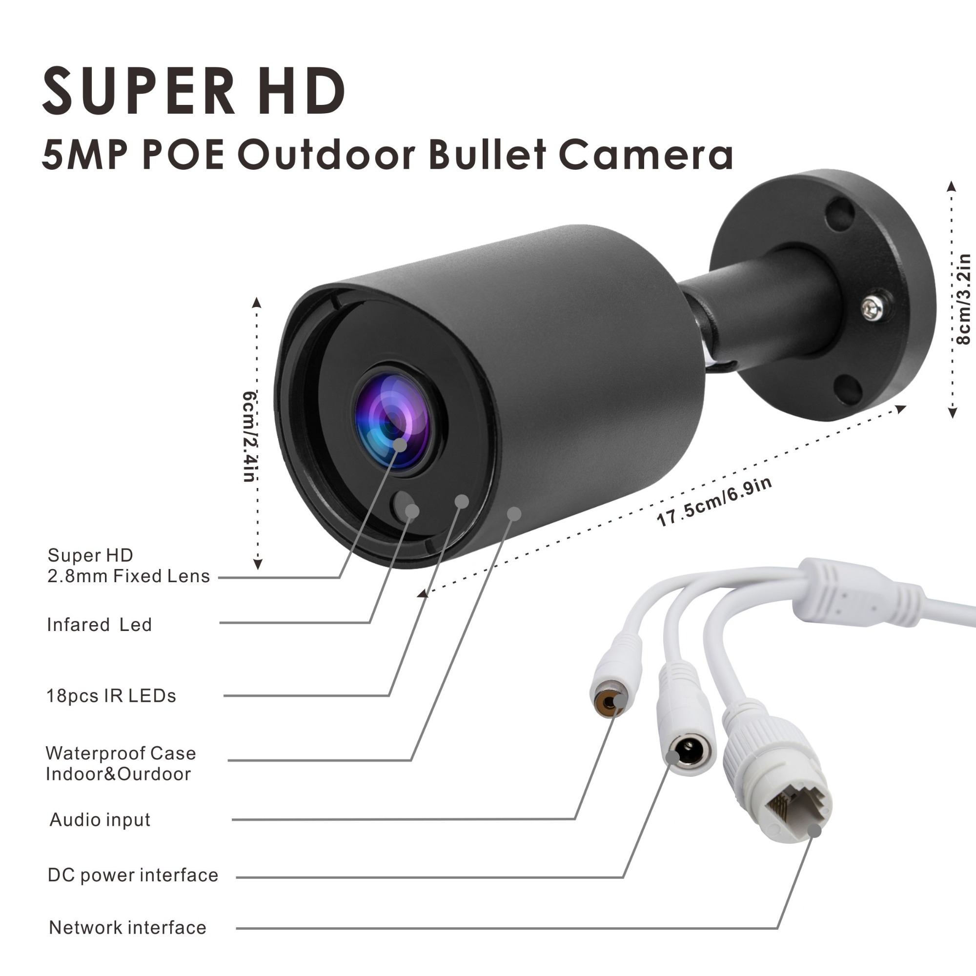 5MP IP POE Bullet with Audio Camera compatible with Hikvision NVR